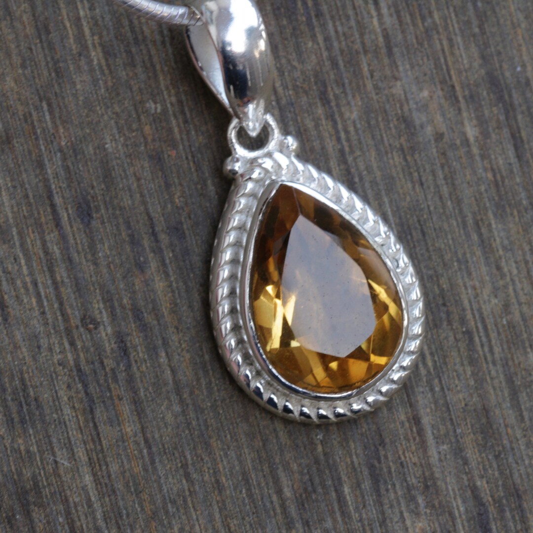 Citrine Necklace, Sterling Silver Jewelry, Natural Yellow Citrine, Gift ...