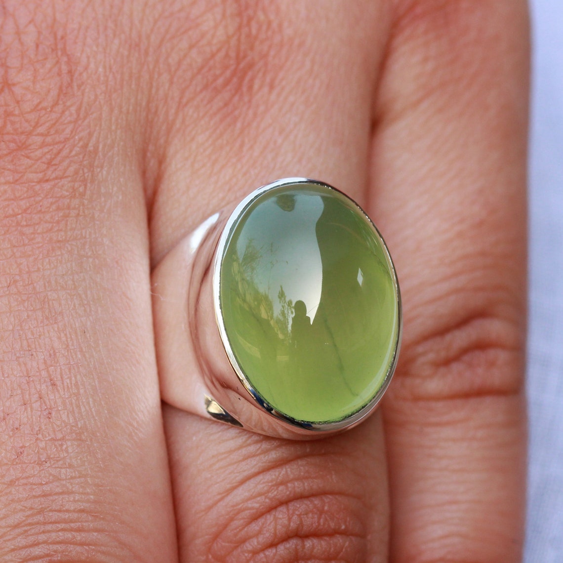 Prehnite Rings Sterling Silver Jewelry Silver Rings Stone | Etsy