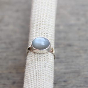 Handmade Oval Grey Moonstone Ring: Sterling Silver Unisex Jewelry - Etsy