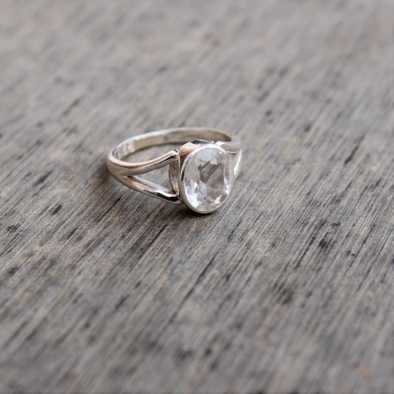 Crystal Quartz Ring Gift for Her Sterling Silver Rings | Etsy