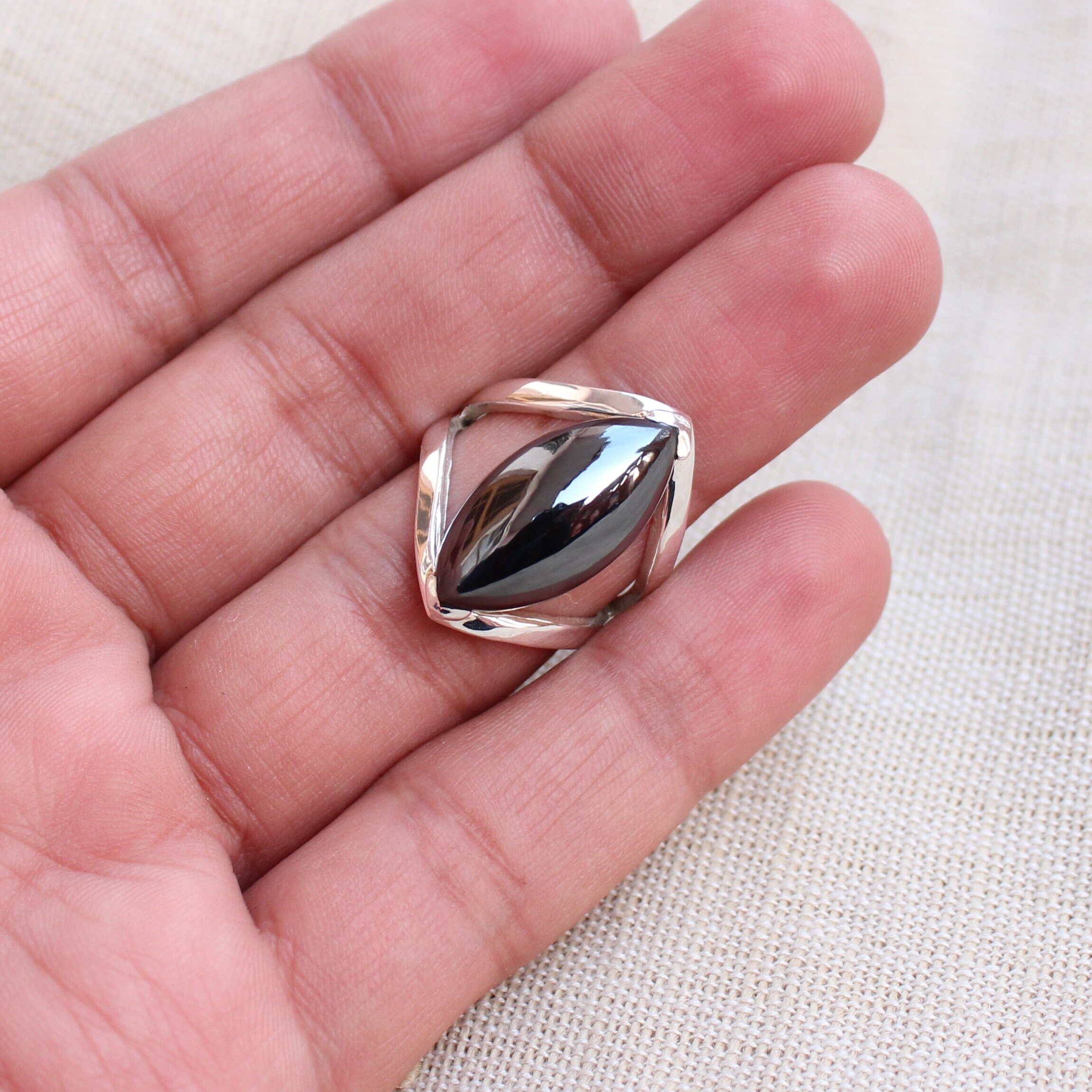 Hematite Sterling Silver Ring Gift for Her Natural Hematite - Etsy