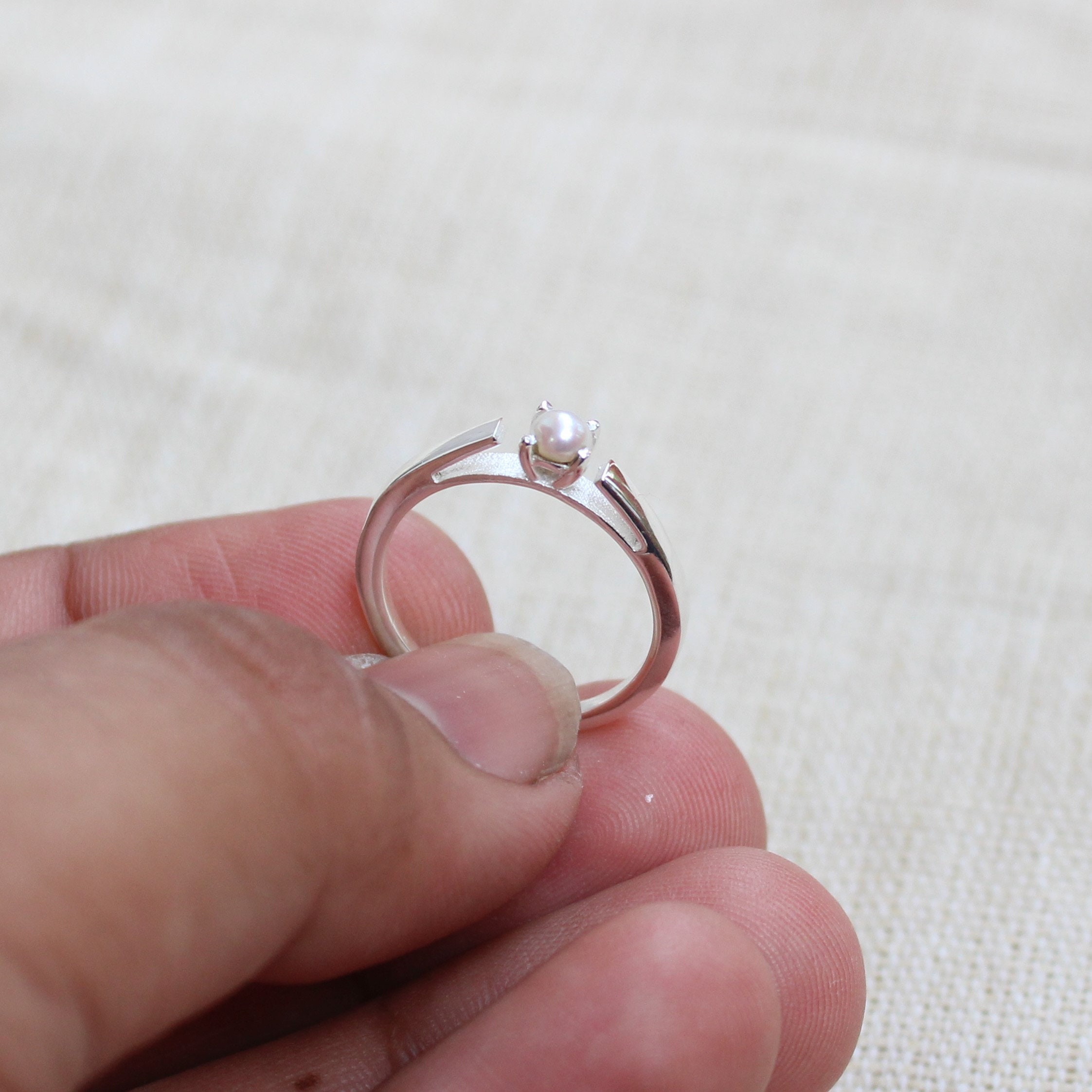 Pearl Rings Sterling Silver Jewelry Prong setting Rings | Etsy