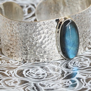 Labradorite Cuff Bracelet, Natural Blue Flash Gemstone, Dainty Jewelry ...