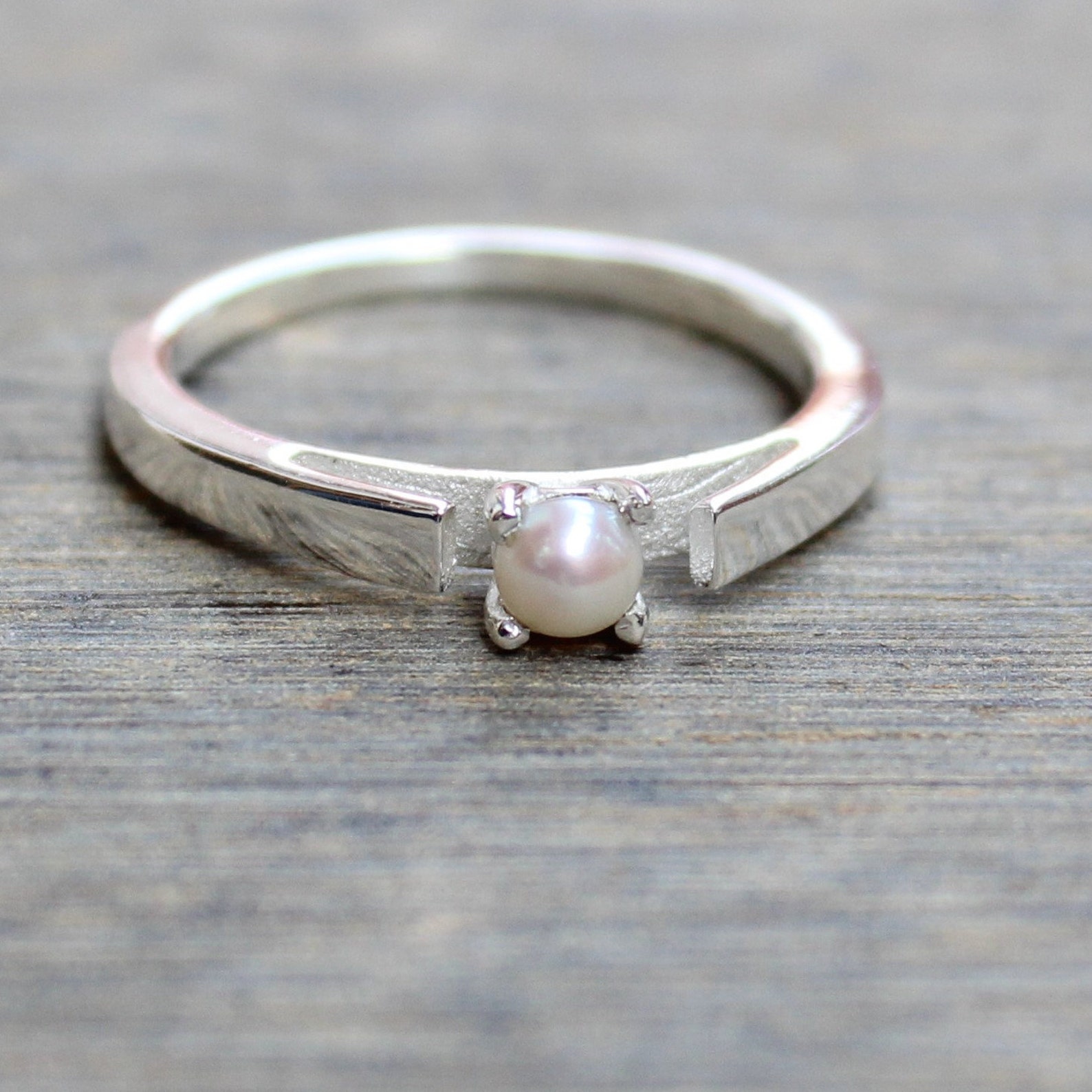 Pearl Rings Sterling Silver Jewelry Prong setting Rings | Etsy