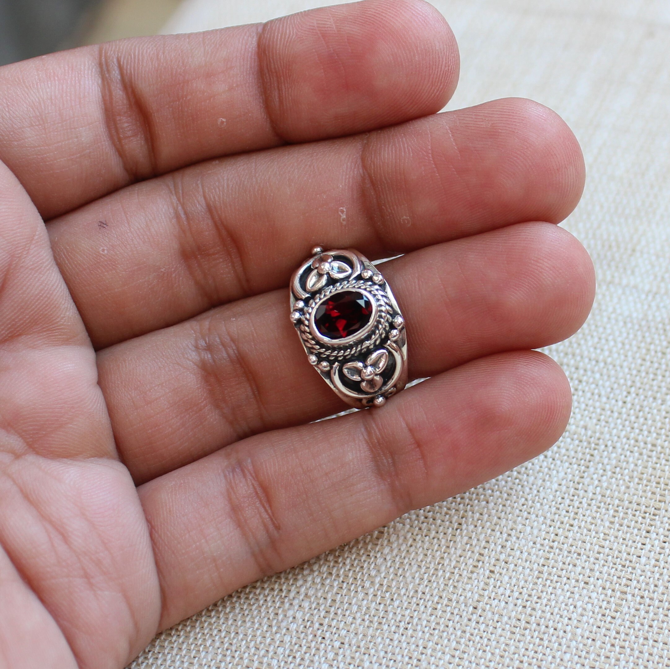 Natural Garnet Ring Red Almandine Garnet Jewelry Sterling | Etsy