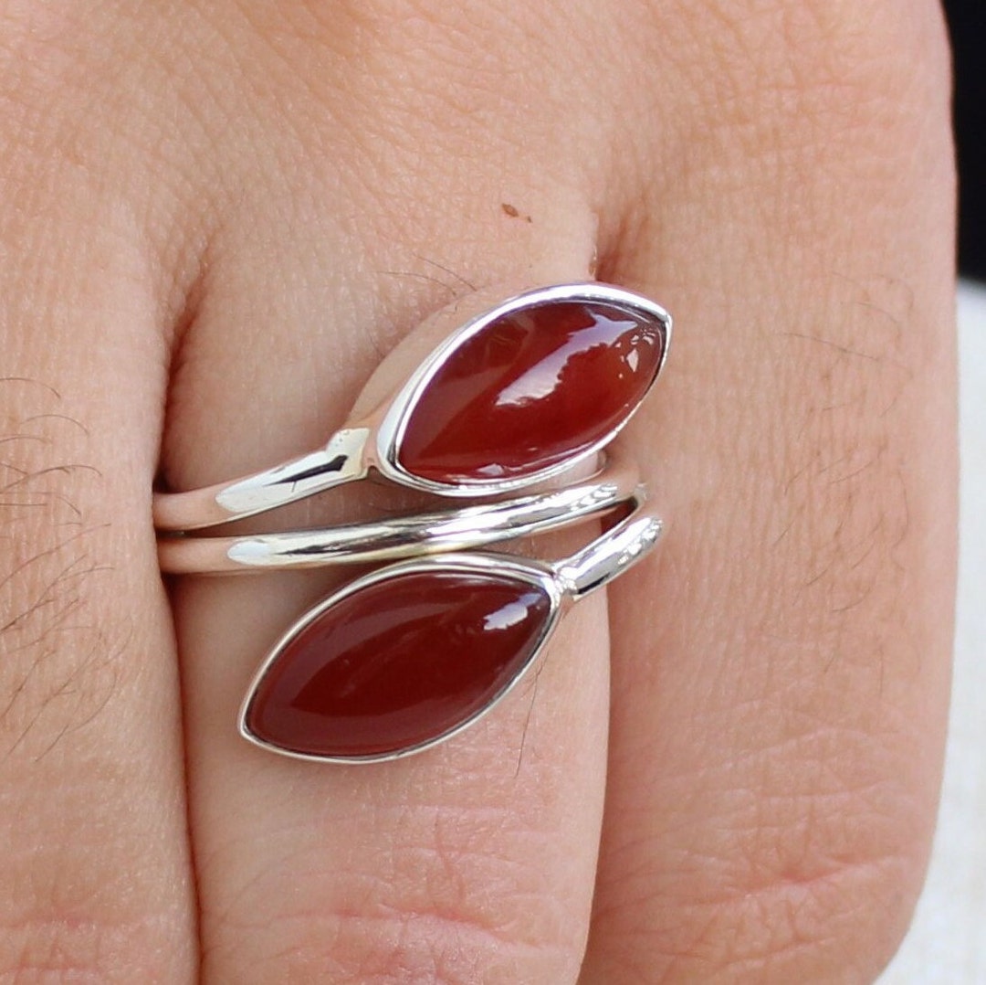 Red Onyx Sterling Silver Ring, Red Color Jewelry, Handmade Ring ...
