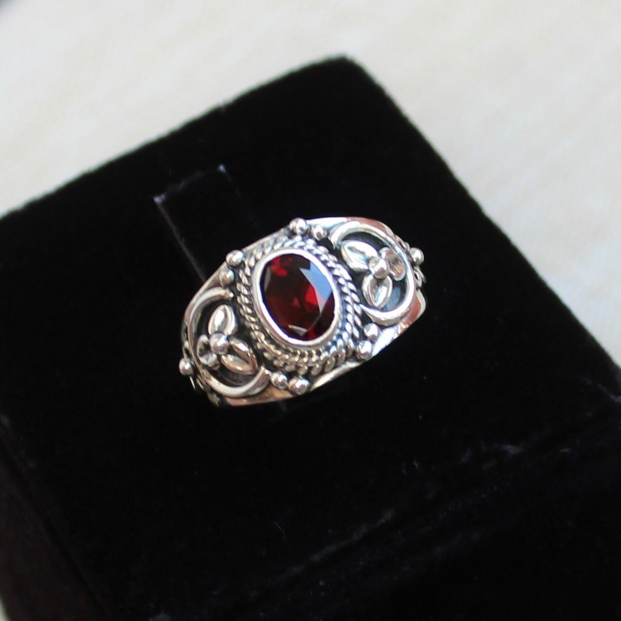 Natural Garnet Ring Red Almandine Garnet Jewelry Sterling | Etsy