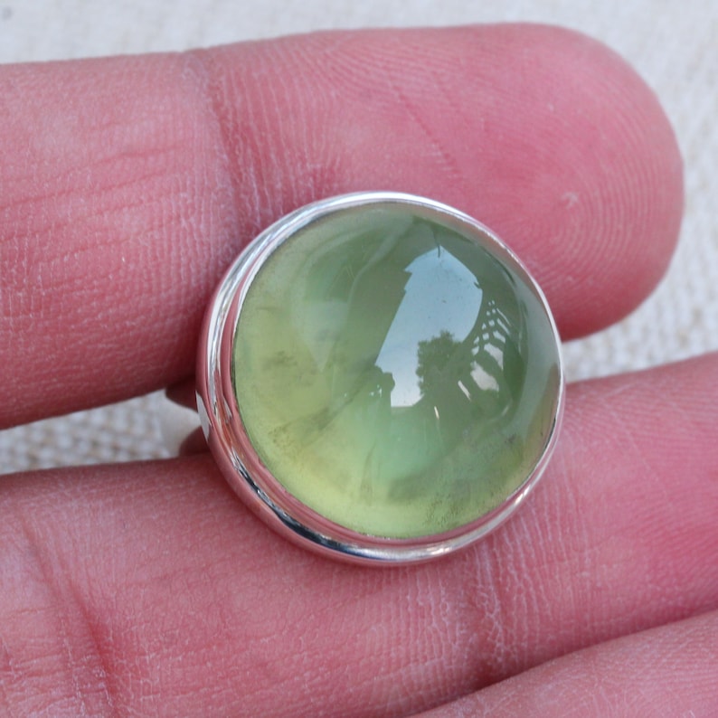 Prehnite Rings Sterling Silver Jewelry Silver Bezel Rings - Etsy
