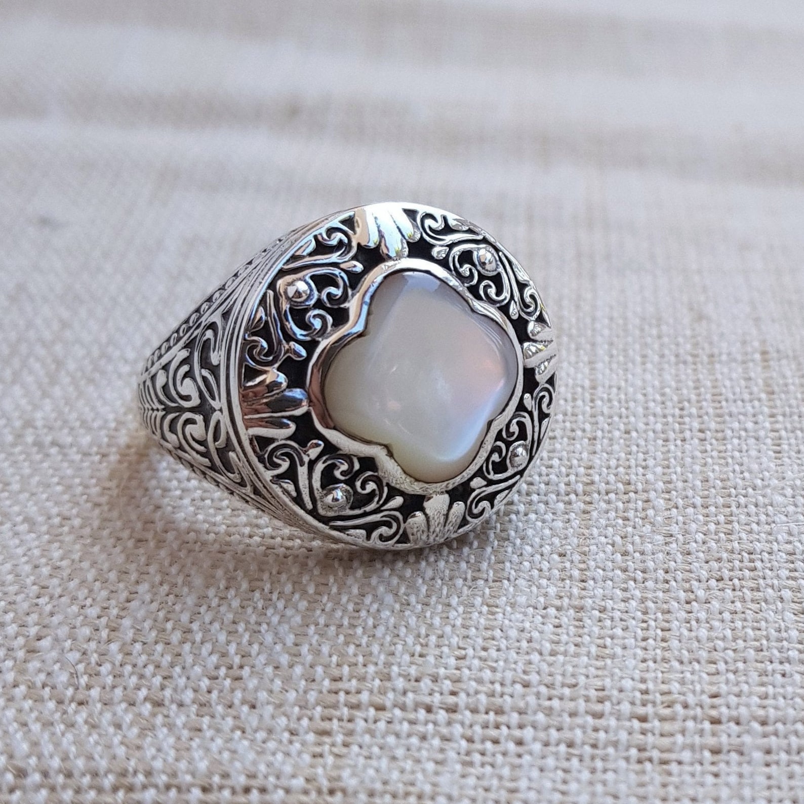 Pearl Ring Sterling Silver Ring Freshwater Pearl - Etsy