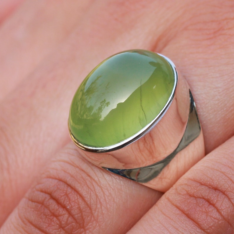 Prehnite Rings Sterling Silver Jewelry Silver Rings Stone - Etsy