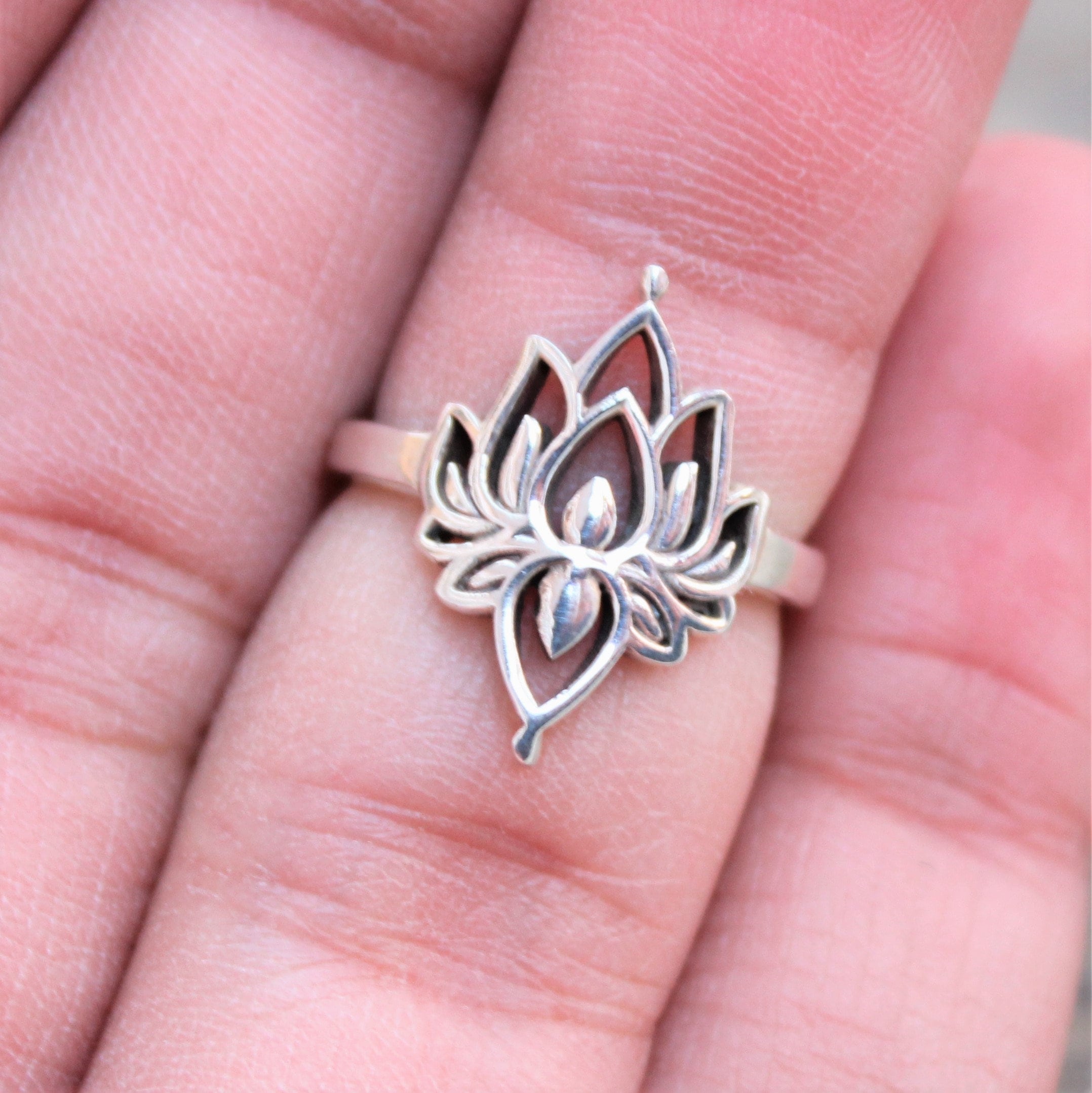 Lotus Shape Sterling Silver Rings Silver Bands Lotus Ring - Etsy