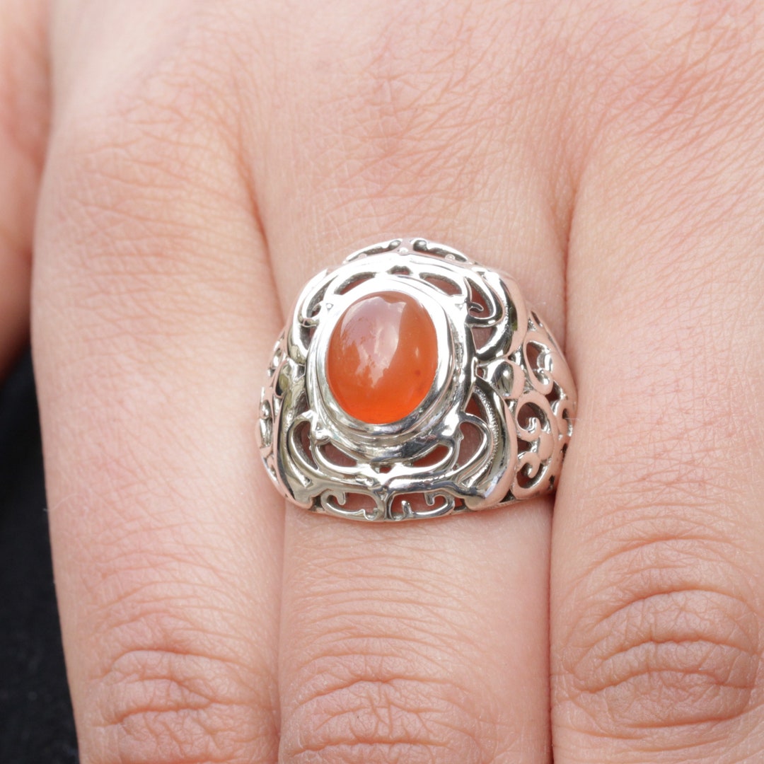 Karneol Ring, Sterling Silber Schmuck, Geschenk für sie, Designer Ringe ...