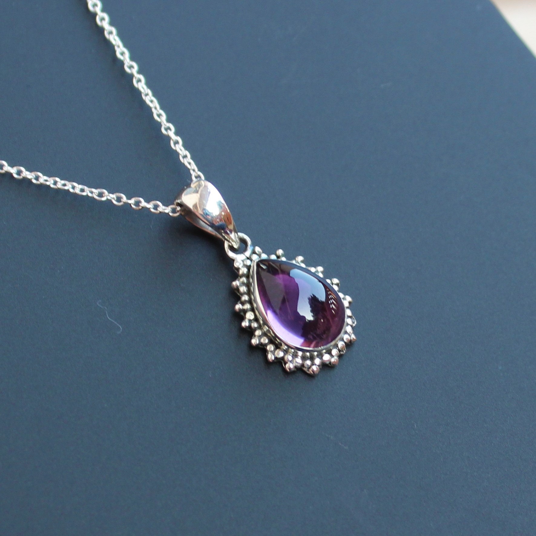 Amethyst Pendant Sterling Silver Handmade Jewelry Natural | Etsy