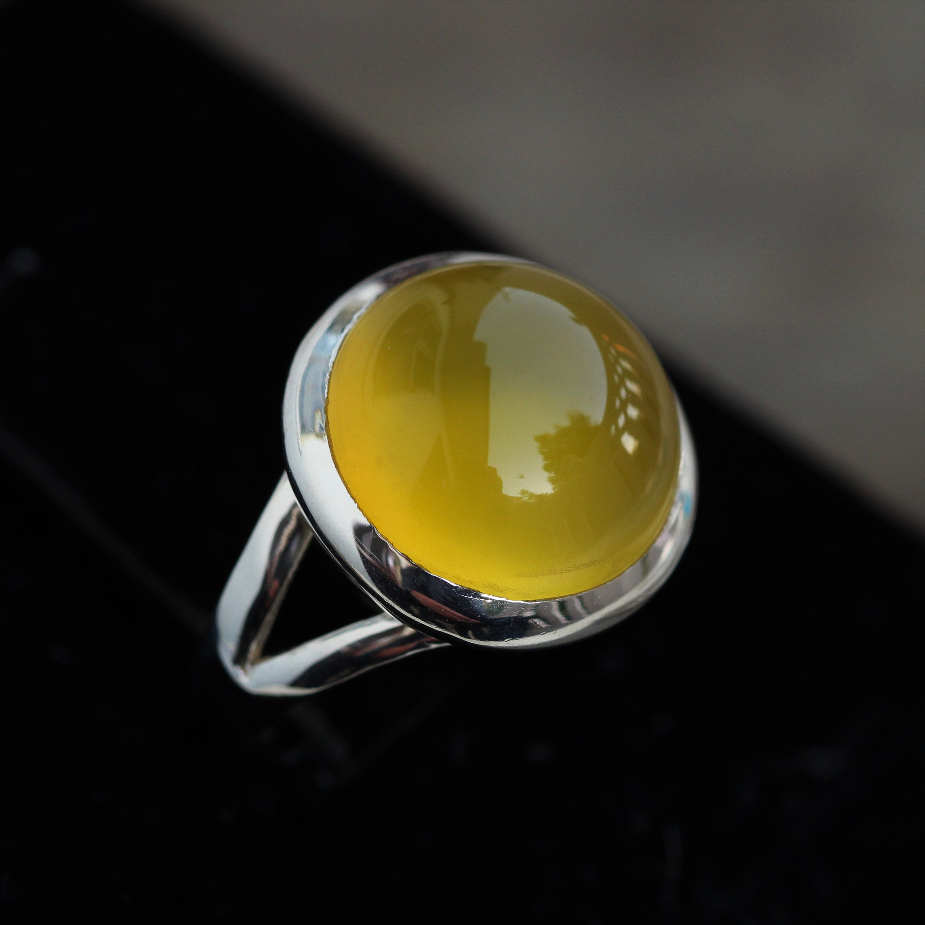 Mango Chalcedony Ring Sterling Silver Handmade Ring Gift for - Etsy