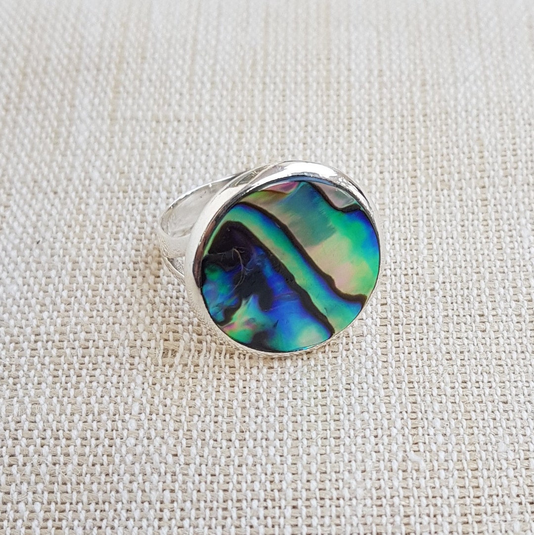 Abalone Shell Ring, Sterling Silver Handmade Jewelry, Natural Gemstone ...