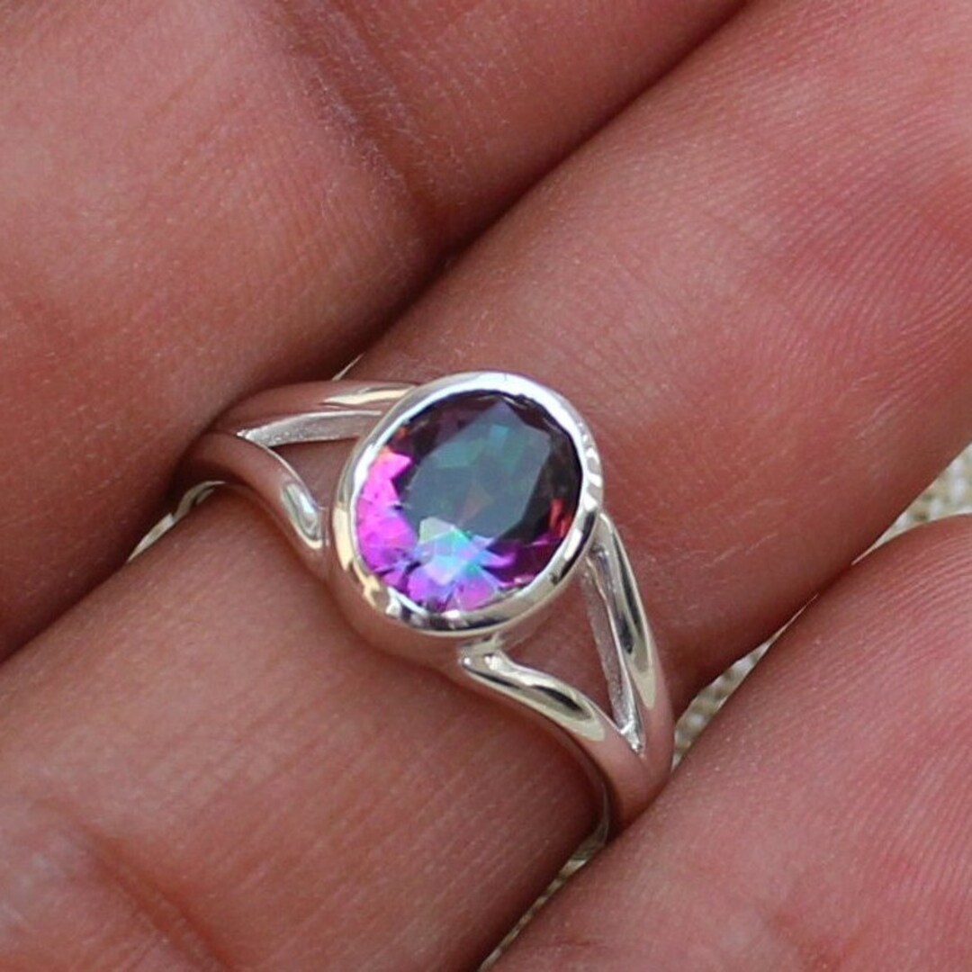 Mystic Quartz Ring: Sterling Silver Rainbow Statement Ring - Etsy