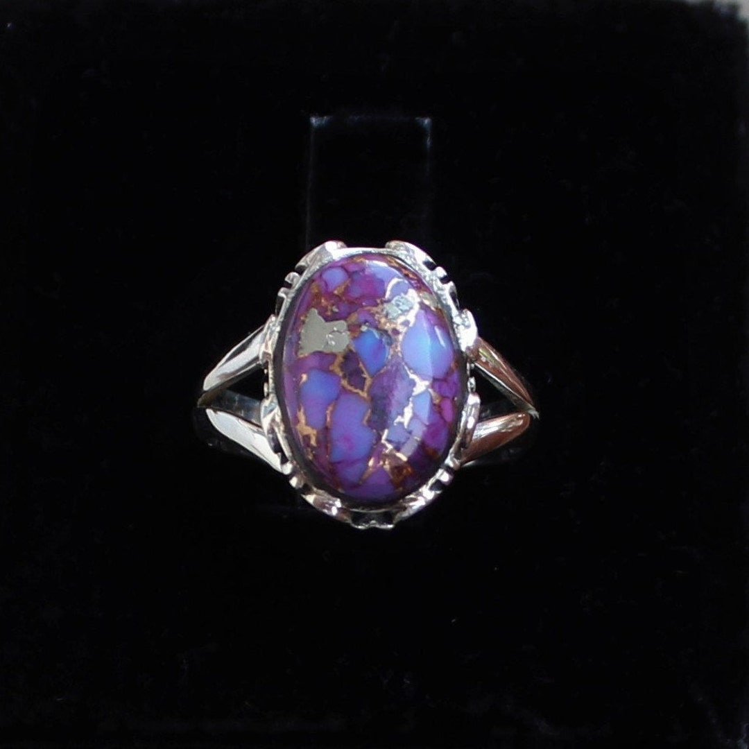 Purple Turquoise Ring, Sterling Silver Jewelry, Copper Turquoise Rings ...