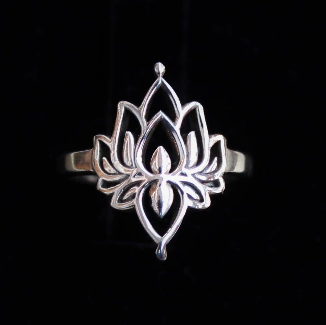 Lotus Shape Sterling Silver Rings, Silver Bands, Lotus Ring, Silver ...