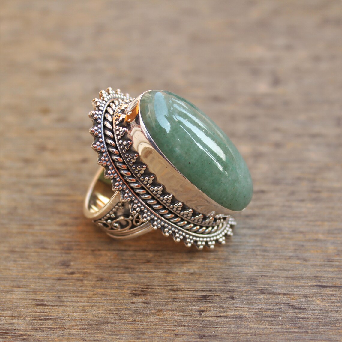 Natural Green Aventurine Sterling Silver Handmade Statement | Etsy