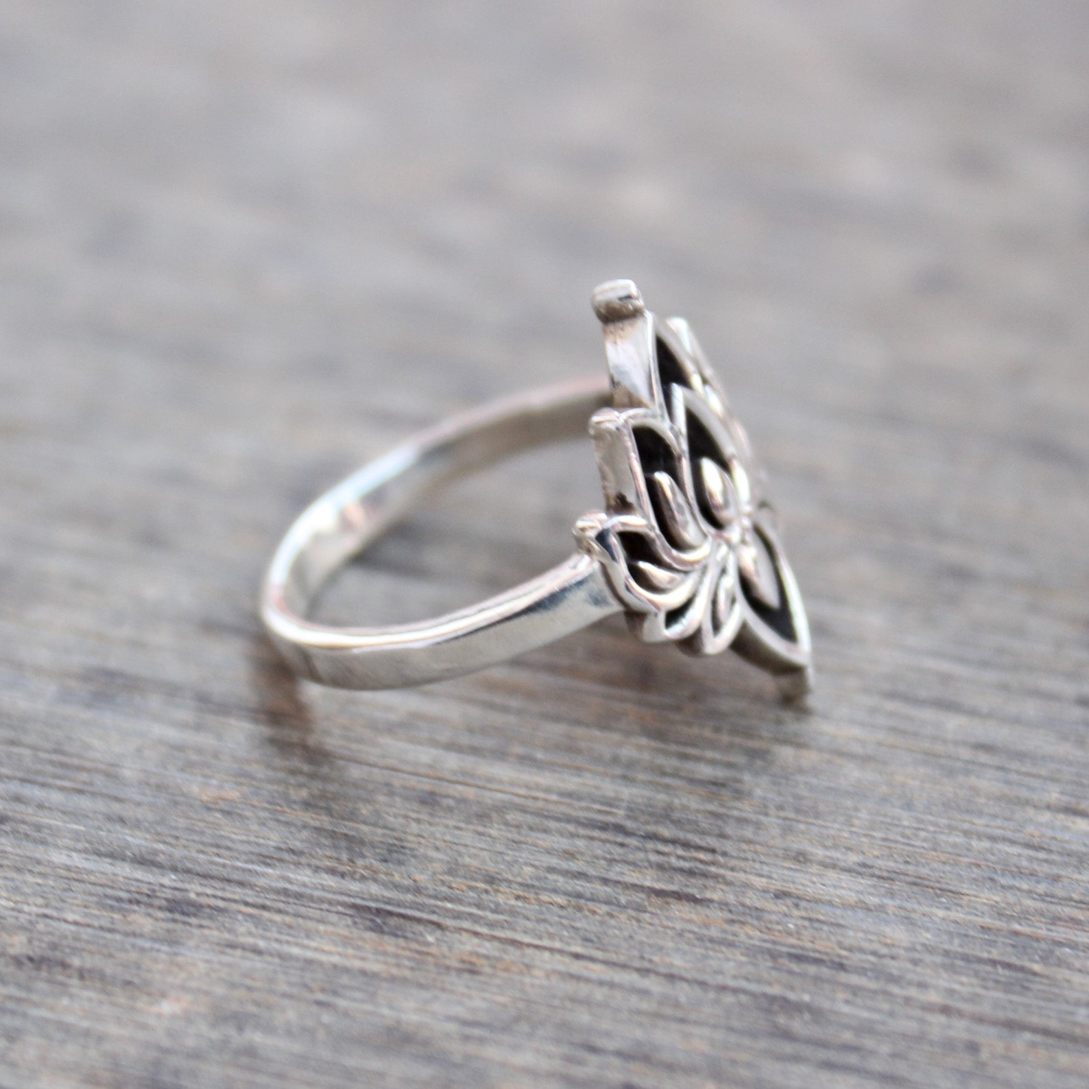 Lotus Shape Sterling Silver Rings Silver Bands Lotus Ring - Etsy