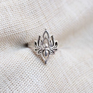 Lotus Shape Sterling Silver Rings, Silver Bands, Lotus Ring, Silver ...