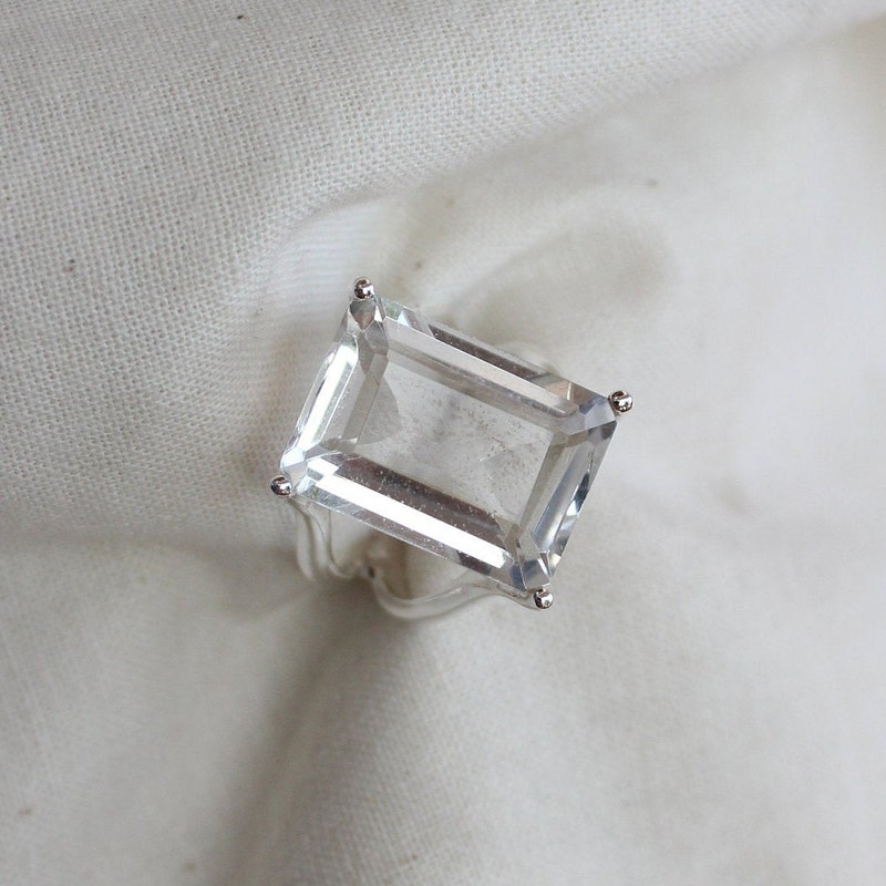 Sterling Silver Crystal Rings - Etsy
