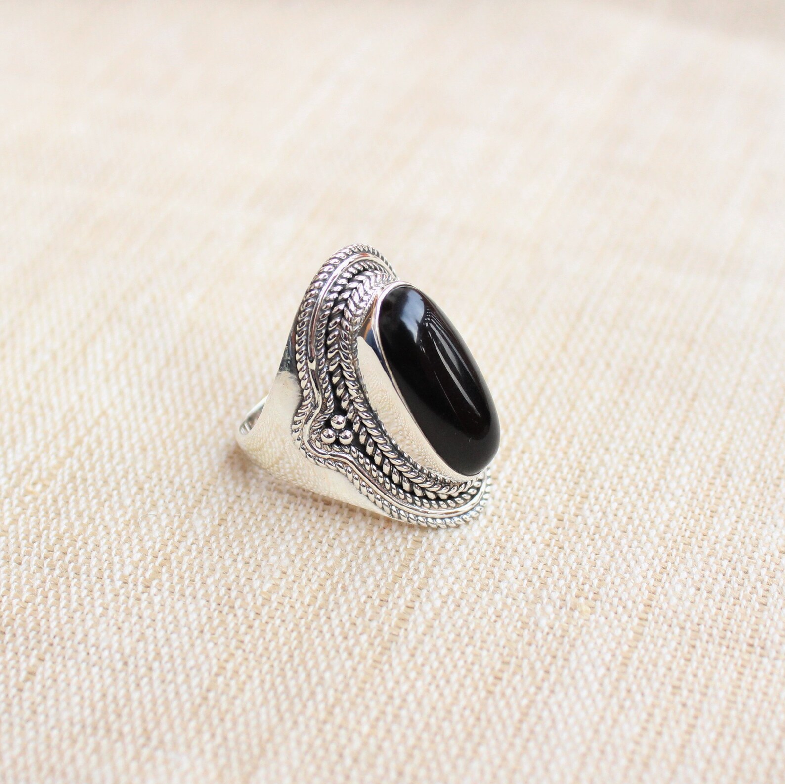 Black Onyx Ring Gift for Her Dainty Ring Wedding Jewelry - Etsy