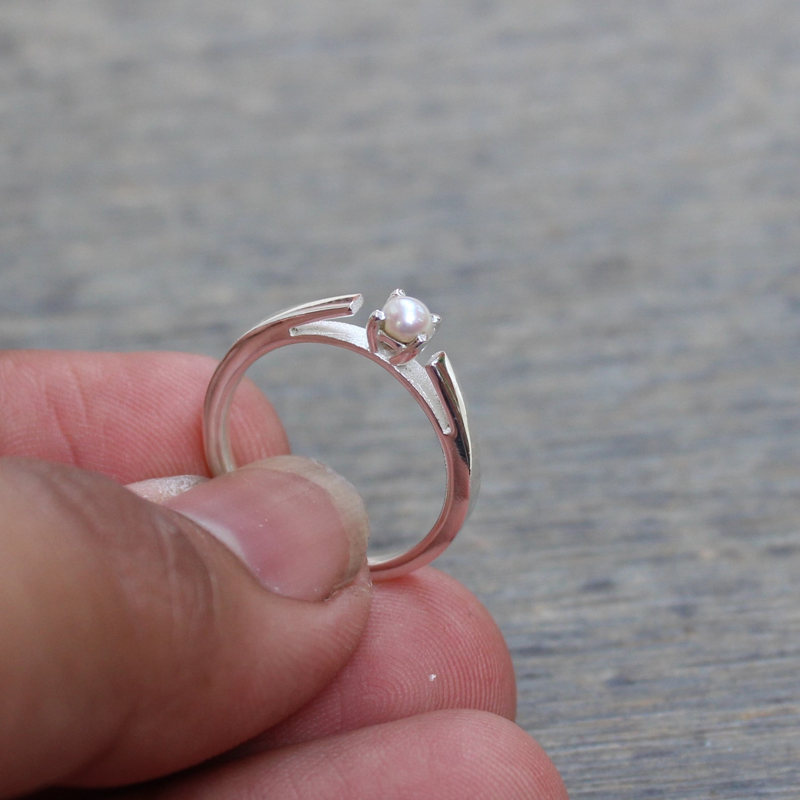 Pearl Rings Sterling Silver Jewelry Prong setting Rings | Etsy