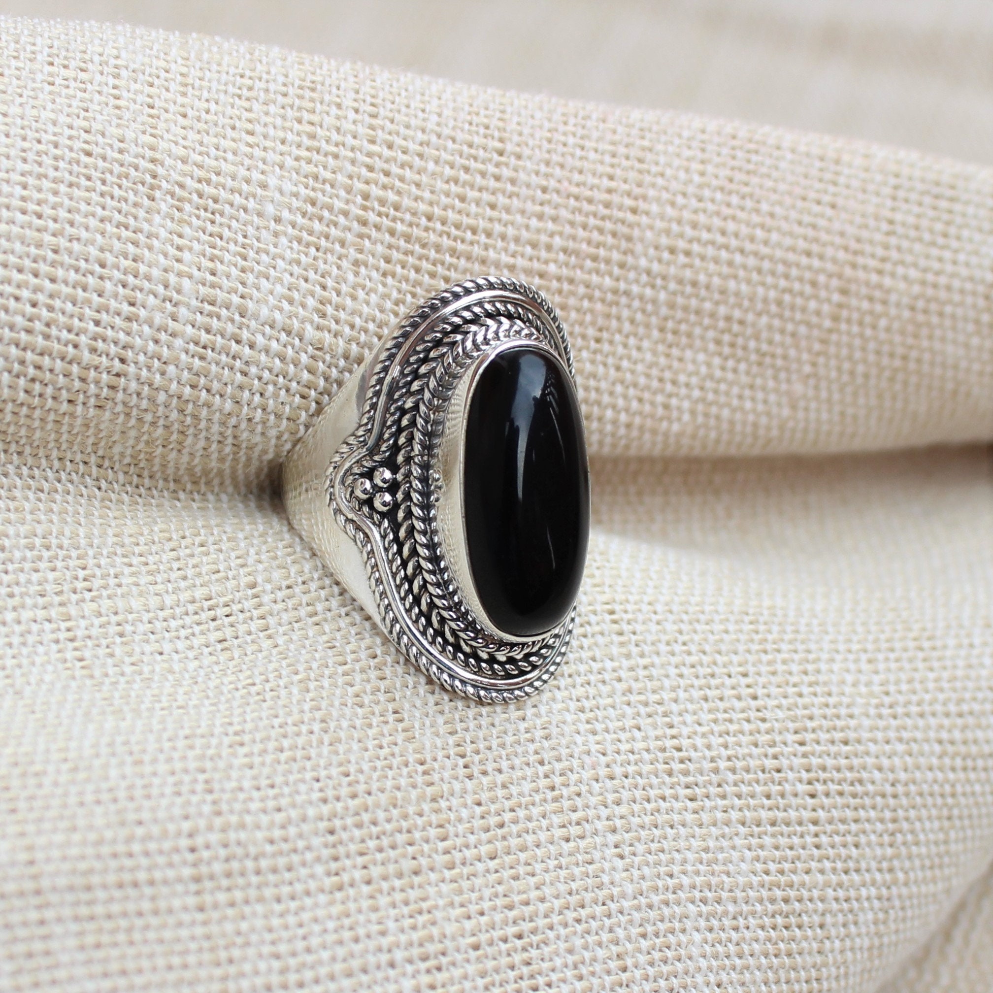 Black Onyx Ring Gift for Her Dainty Ring Wedding Jewelry - Etsy