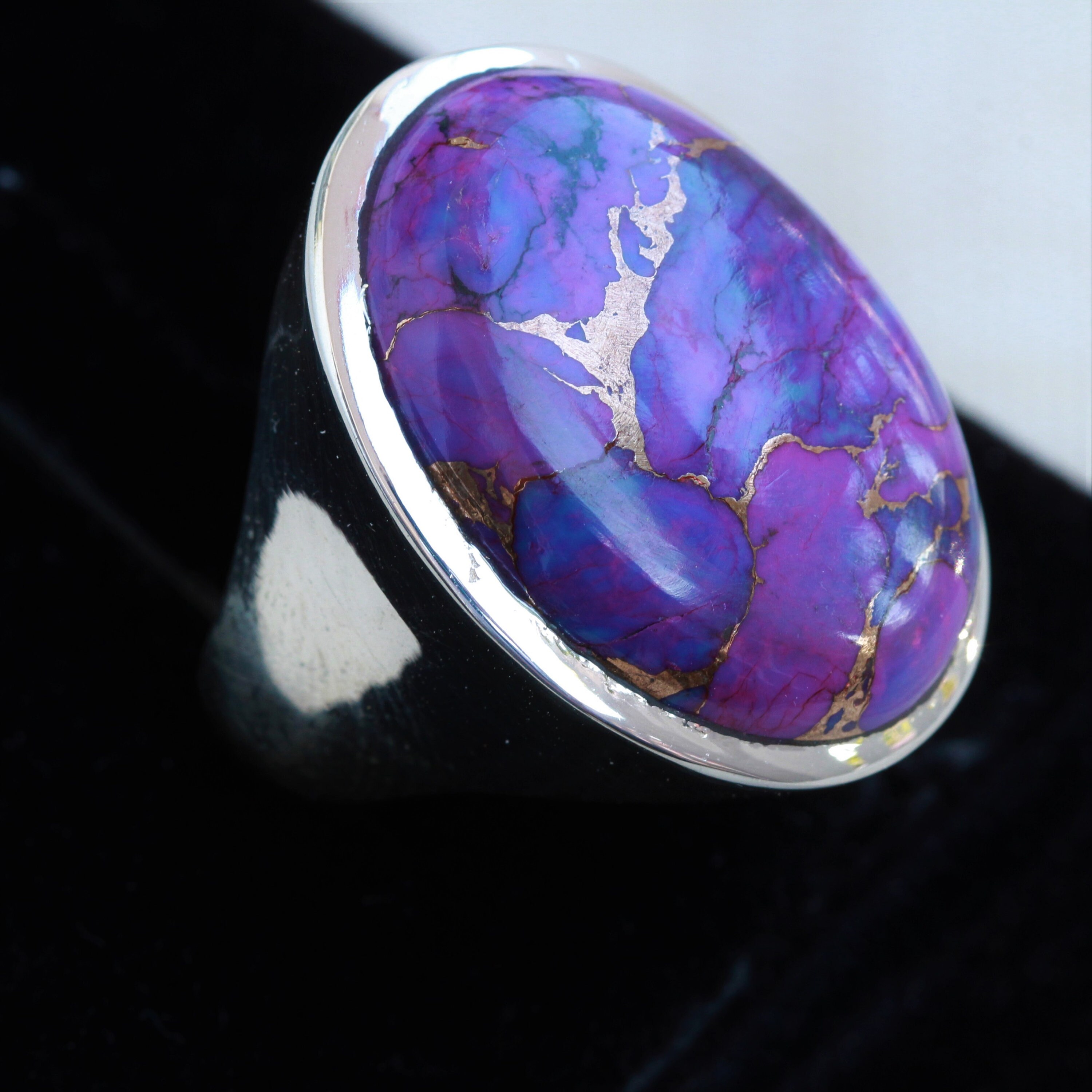 Purple Turquoise Ring Sterling Silver Jewelry Copper | Etsy
