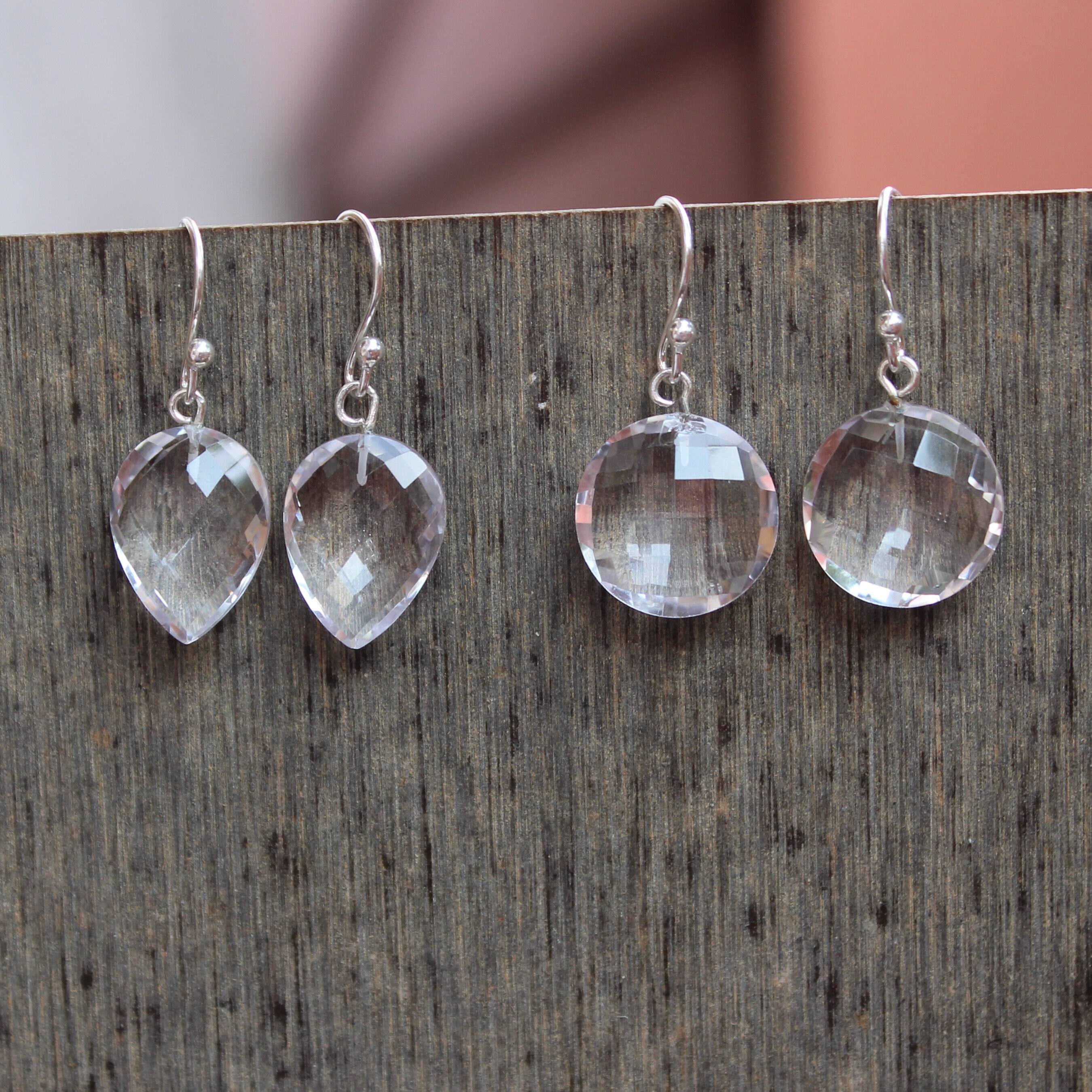 Crystal Quartz Earrings Gemstone Briolette Loop Dangles | Etsy