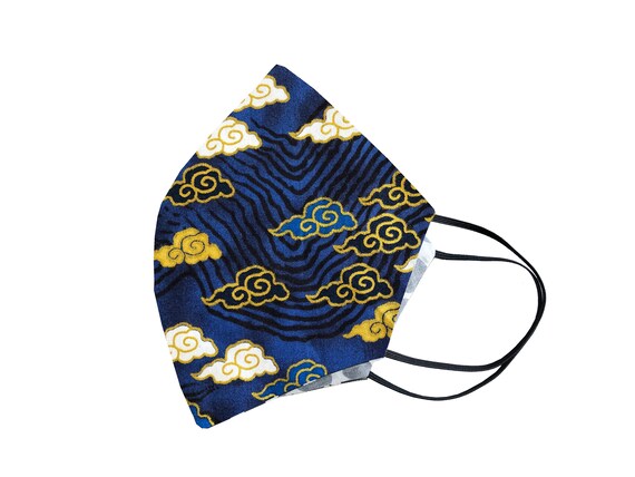 Cotton Face Mask Japanese Cloud Cotton Print Reusable 3 | Etsy