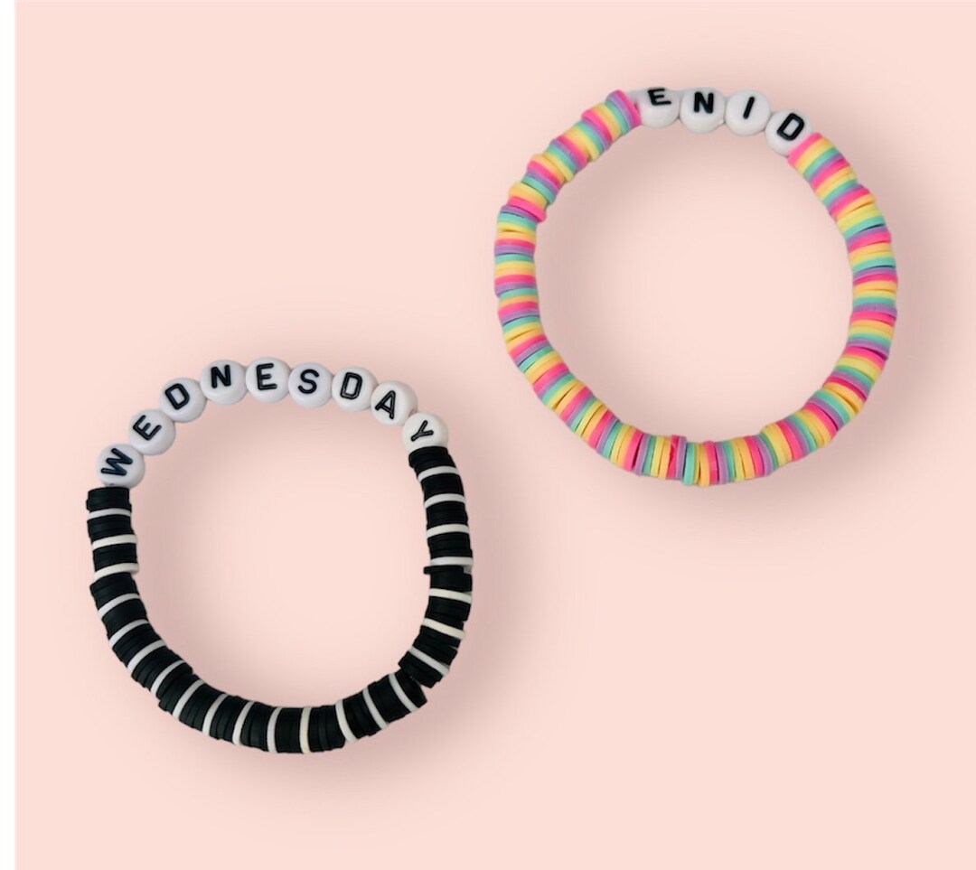 Enid & Wednesday Friend Bracelets • Besties • Clay Bead • Rainbow ...