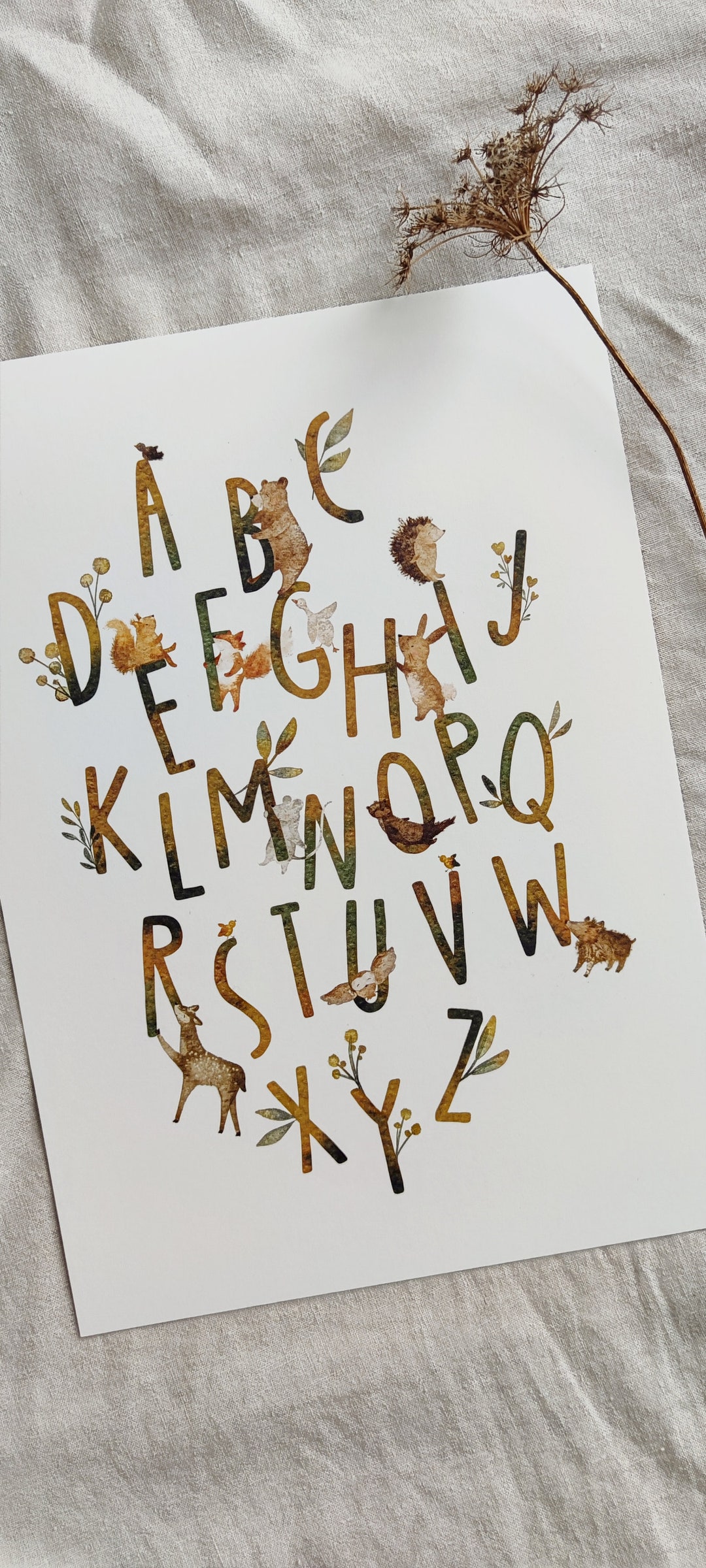 Posters ABC Letters Poster Forest Animals A4 A3 Poster - Etsy