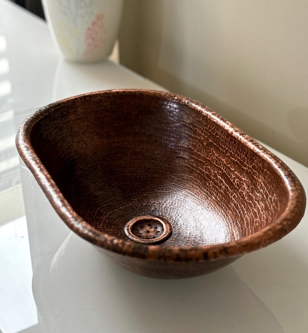 Unlacquered Solid Copper Sink- Oval Vessel Sink Hand - Hammered Solid ...