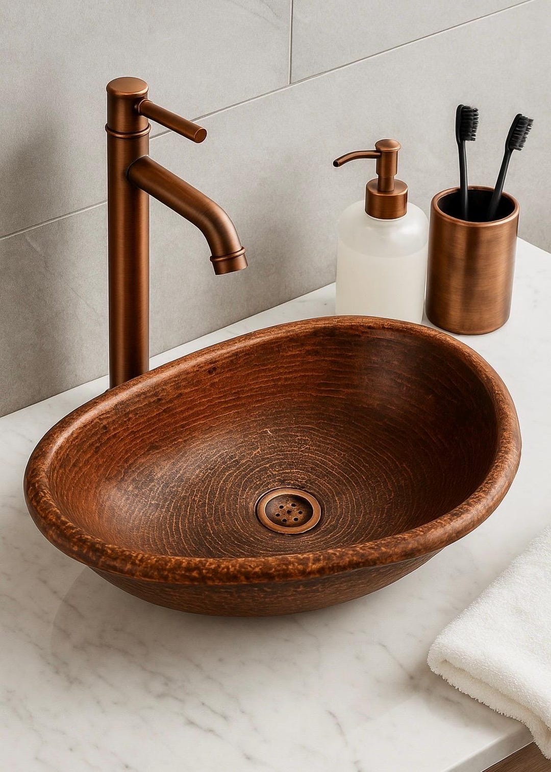 Hand Hammered Solid Copper Sink - Oval Unlacquered Basin - Etsy