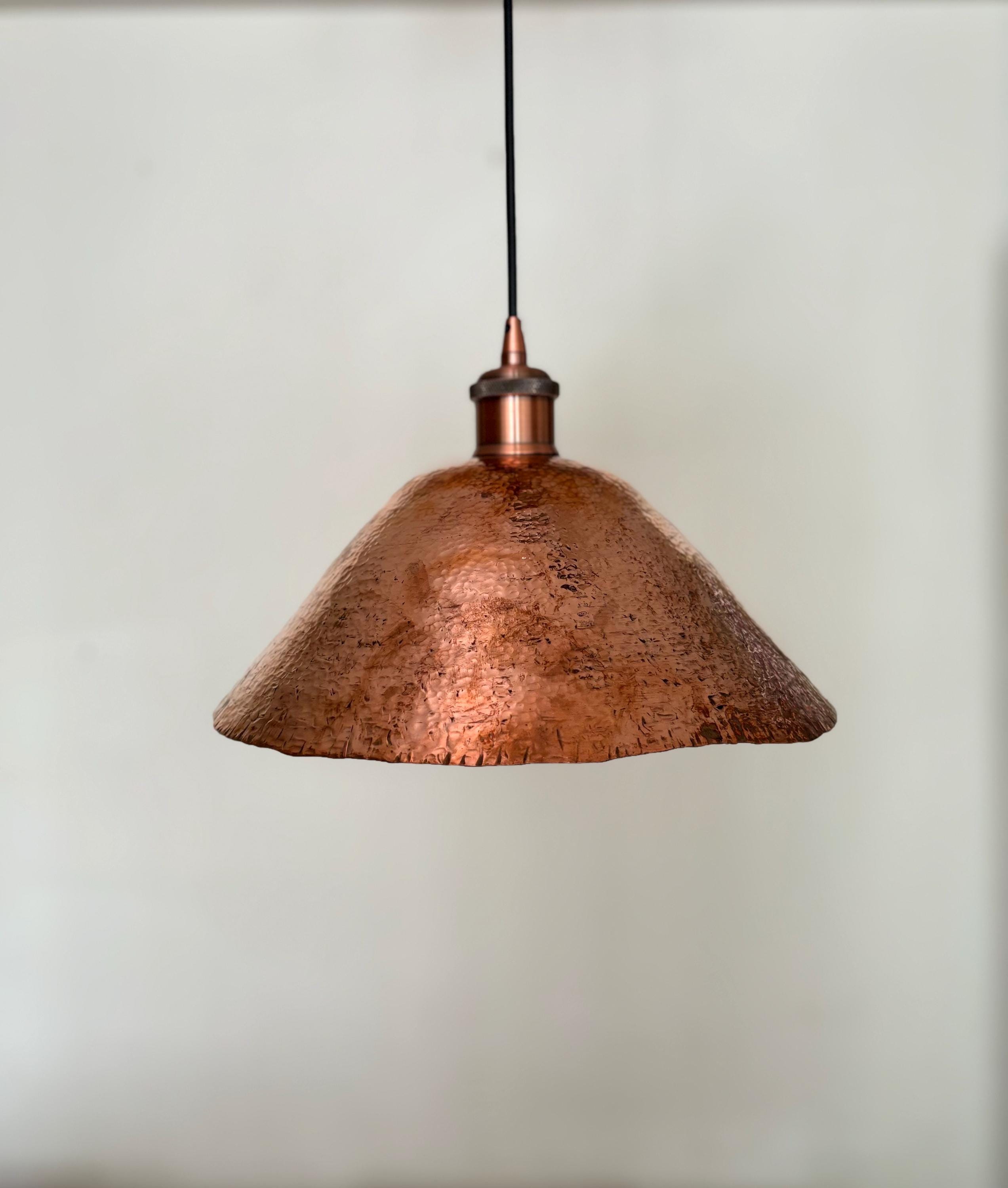 Handcrafted Copper Lampshade Hammered, Copper Pendant Light Vintage ...
