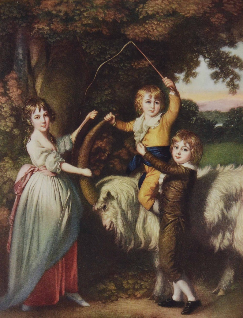 Genuine Antique Print of English Aristocratic Children Playing - Etsy