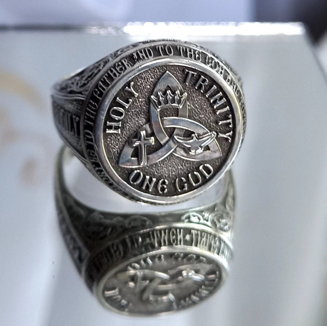 Orthodox Silver Signet holy Trinity Ring Orthodox - Etsy