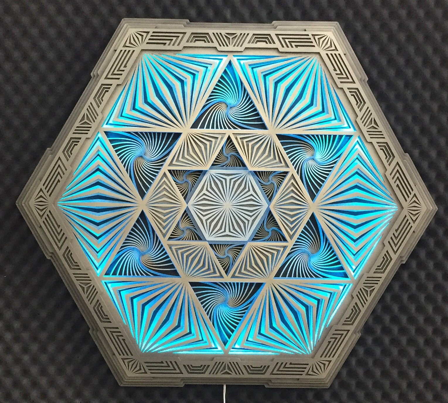 Wall Art Sacred Geometry Led Lamp Magen 5 layers | Etsy