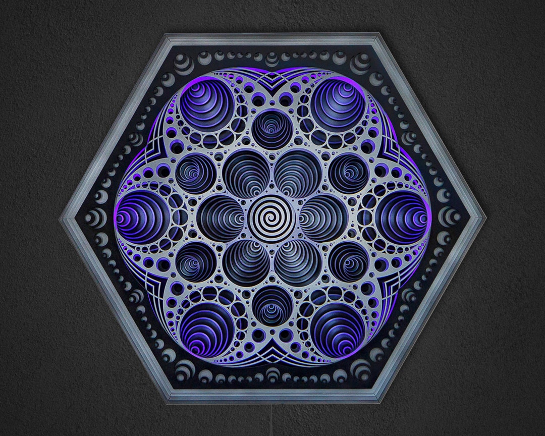 Wall Art Sacred Geometry Led Mandala "vibration", With Remote Control ...