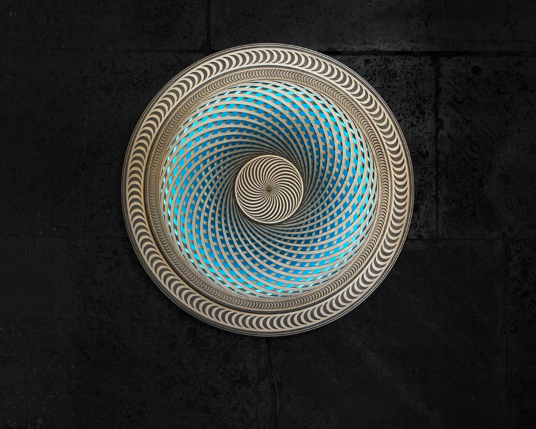 Running Mandala 3D Multilayered Led Lamp Wall Art fibonacci Sacred ...