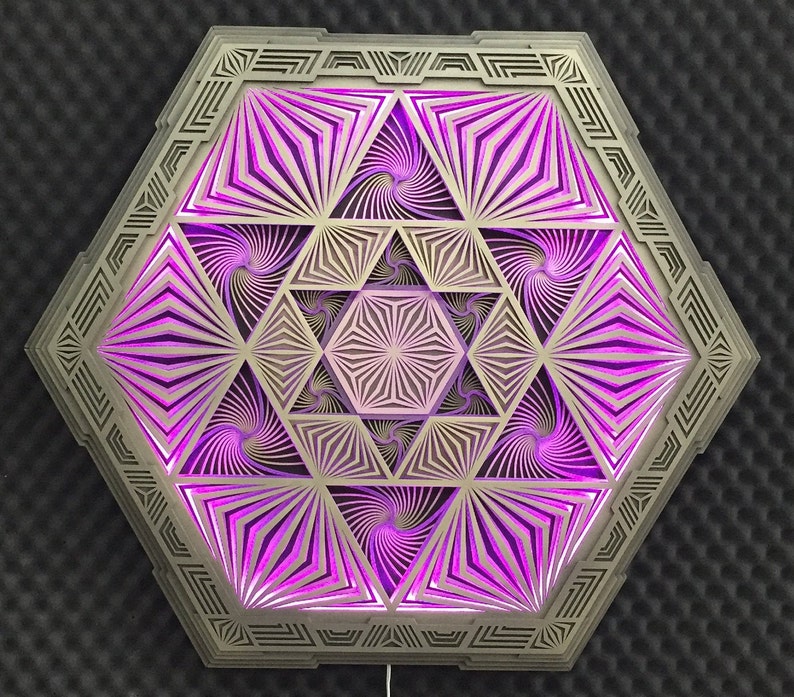 Wall Art Sacred Geometry Led Lamp Magen 5 layers | Etsy