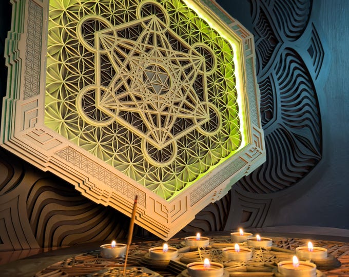 Merkaba Sacred Geometry Set: LED Lamp, Candle & Incense Holder - Etsy