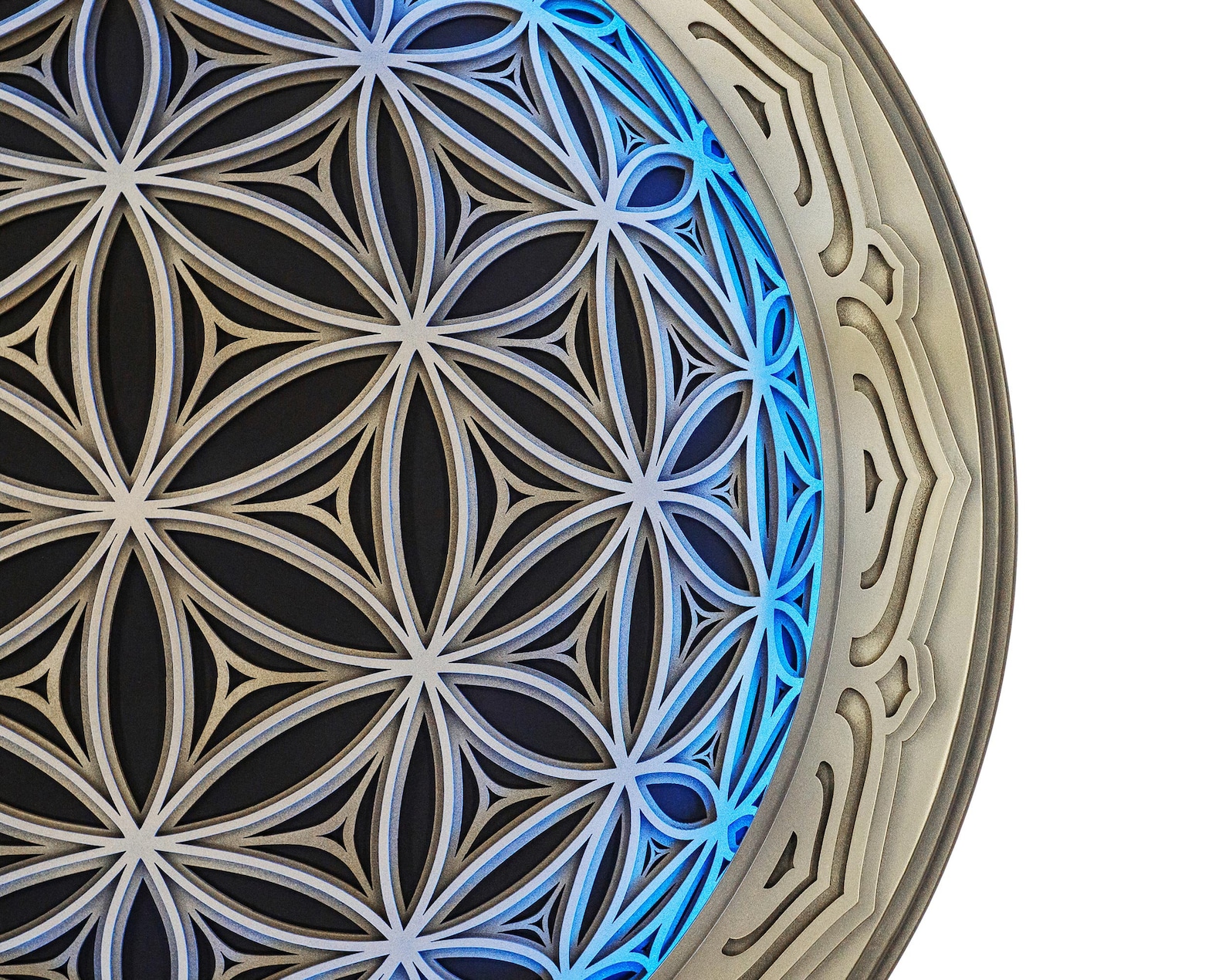 Wall Art Sacred Geometry Led Lamp Mandala flower of - Etsy