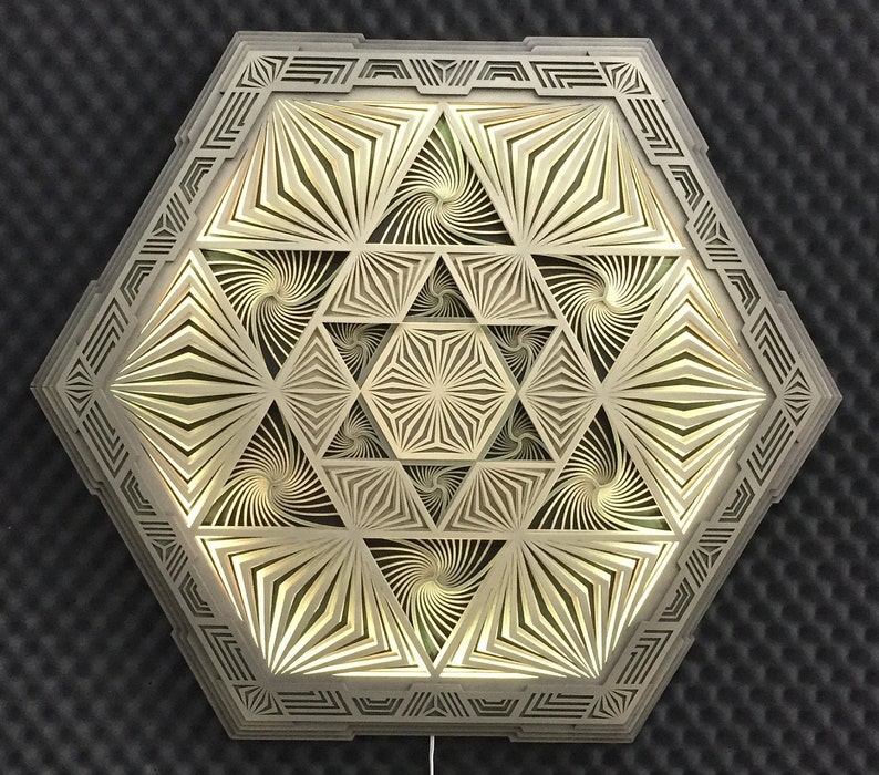 Wall Art Sacred Geometry Led Lamp Magen 5 layers | Etsy