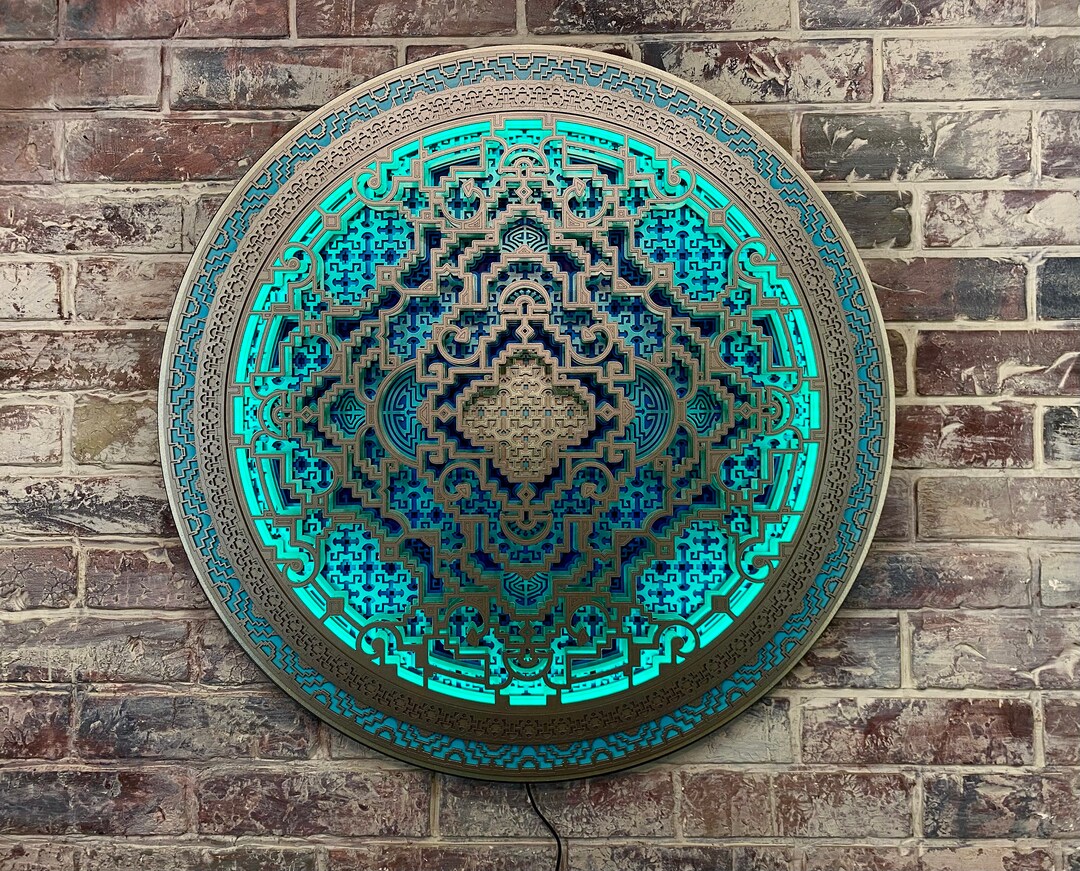 Wall Art 70 сm/27,6" Sacred Geometry Led Lamp "entheogen", With Remote ...