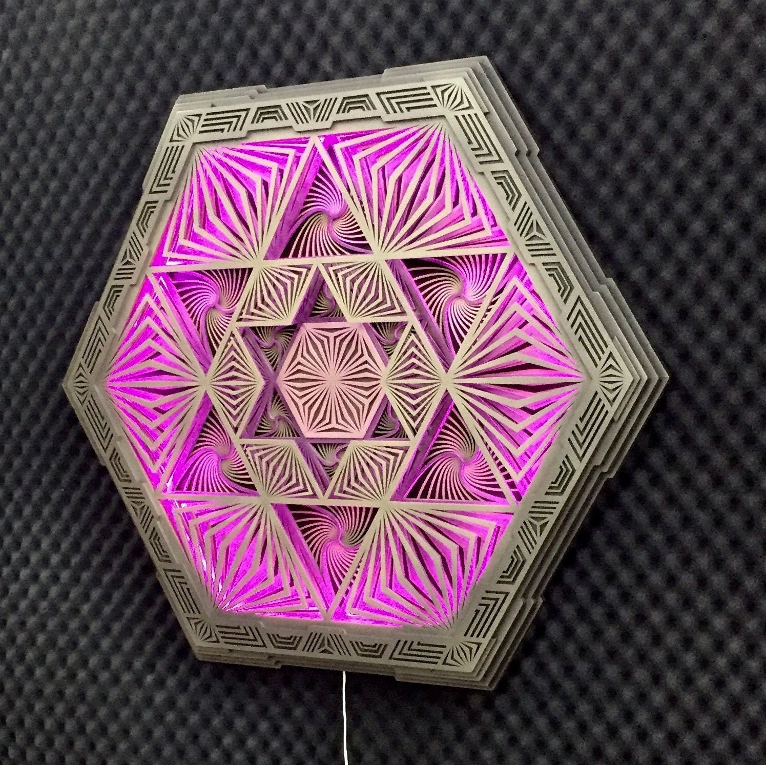 Wall Art Sacred Geometry Led Lamp Magen 5 layers | Etsy