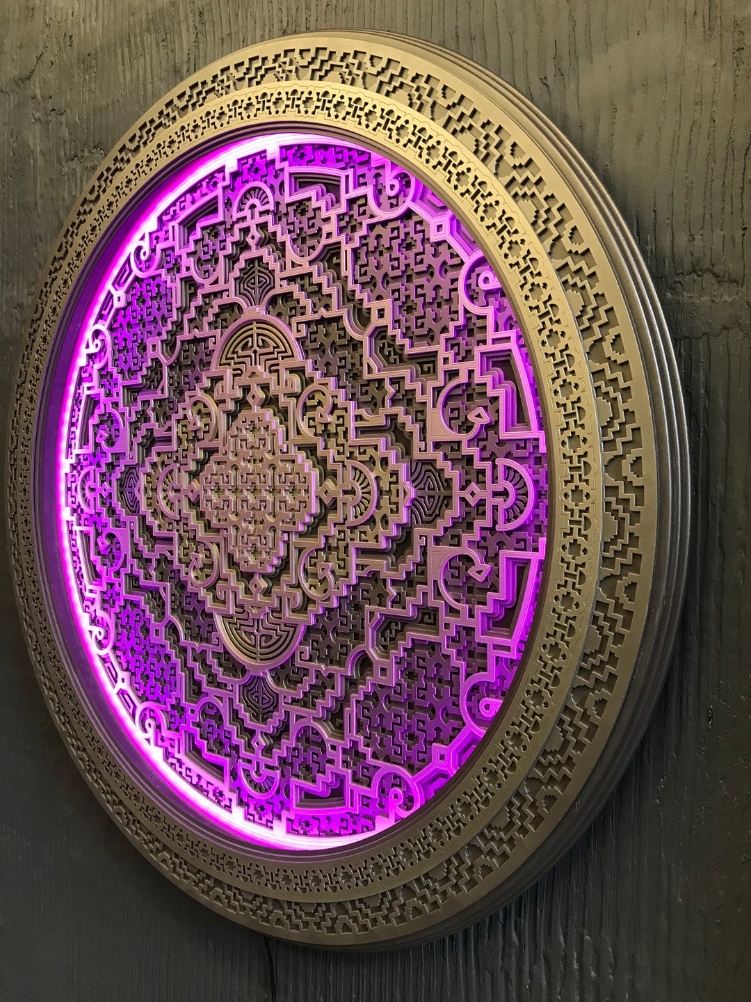 Wall Art 60 сm/23,6" Sacred Geometry Led Lamp "entheogen 2.0 ...