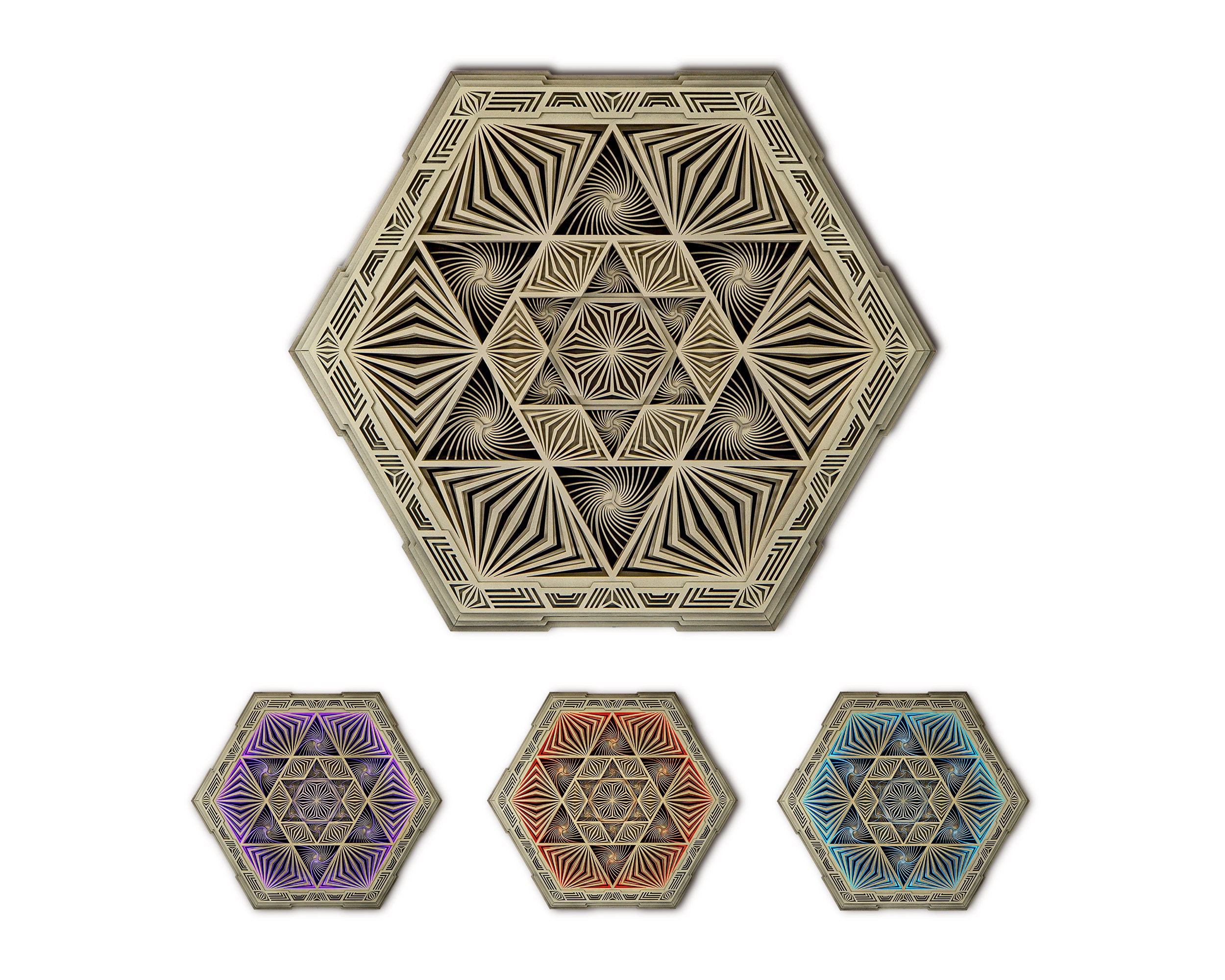 Wall Art Sacred Geometry Led Lamp "magen", With Remote Control. Star of ...
